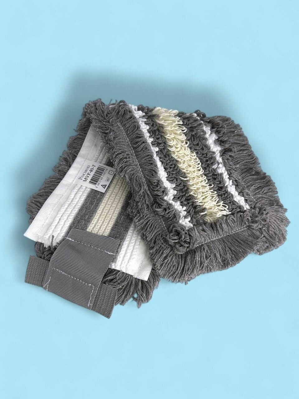 Моп петельный тафтинговый, комбинированный, серый, 40 см, Т-образное крепление, MVP-40-T