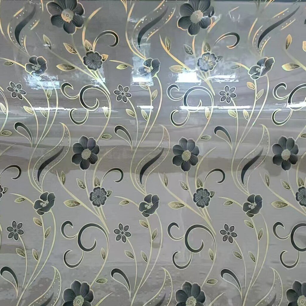 Клеенка силиконовая Silvano Декор 0.8х20 м, прозрачная, цветы, рулон, 0.6 мм, для стола
