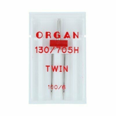 Иглы для швейной машины ORGAN 100/6, 1 шт, в пенале, двойные