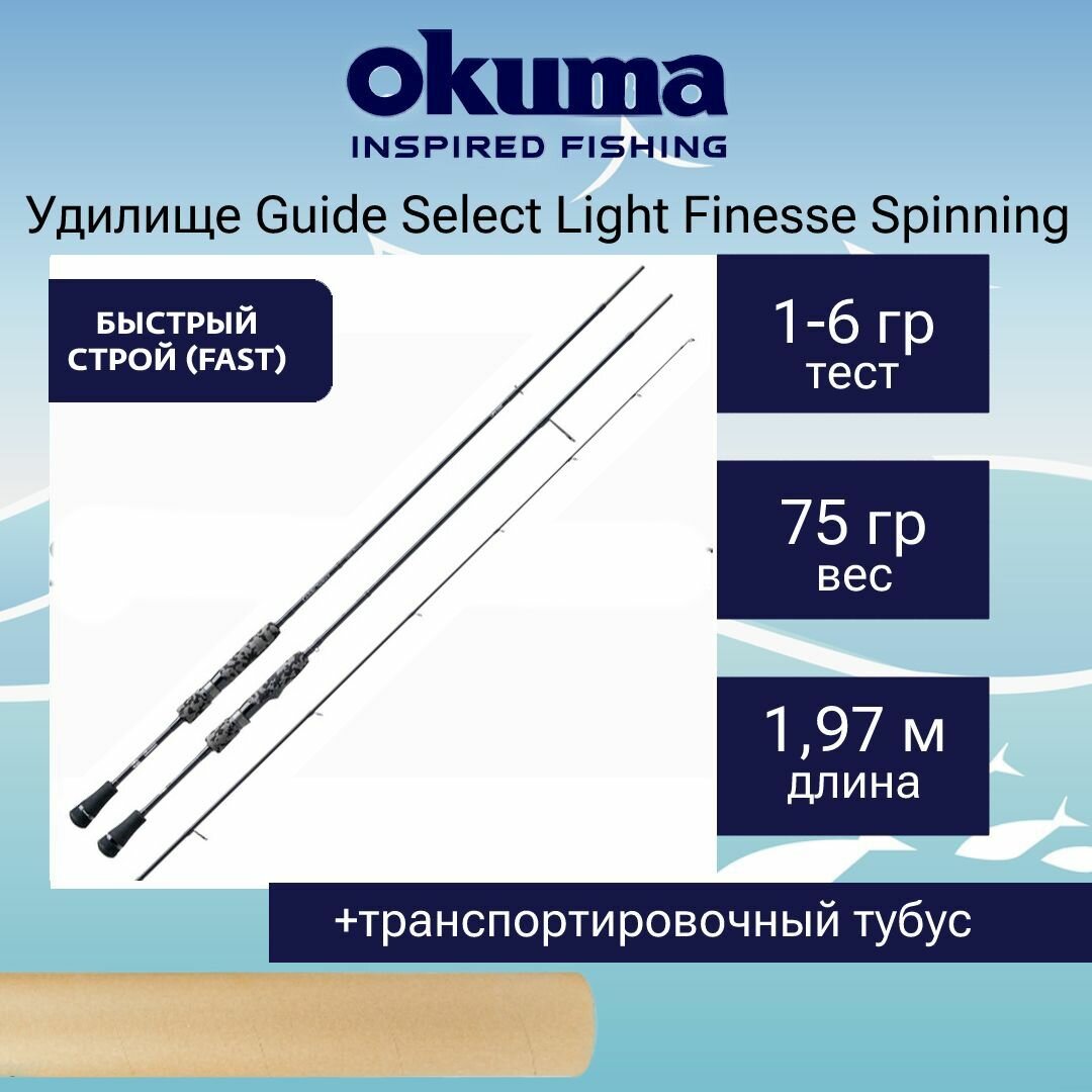 Спиннинг Okuma Guide Select Light Finesse Spinning 6'6" 197cm XUL 1-6g 2pcs