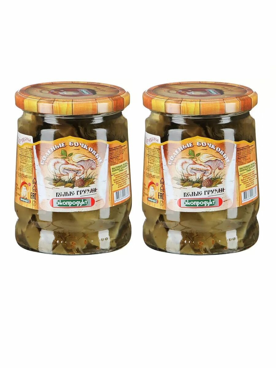 Экопродукт Грузди белые соленые бочковые 540гр(Набор из 2шт)