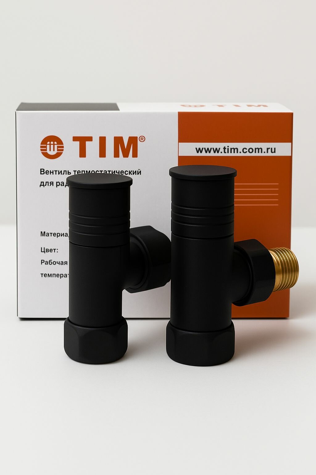 Кран для полотенцесушителя угловой черный 3/4 на 1/2 TIM KV01-LFM032B