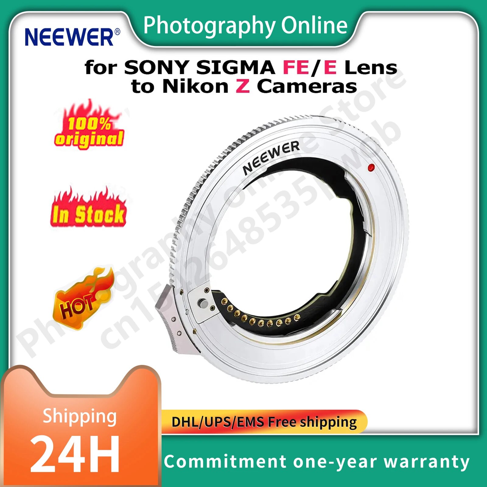 Адаптер объектива Neewer NW-ETZ Pro AF с автофокусом для объектива с креплением SONY SIGMA FE на камеру с креплением Nikon Z Z6 Z7II ZFC Z8 Z30