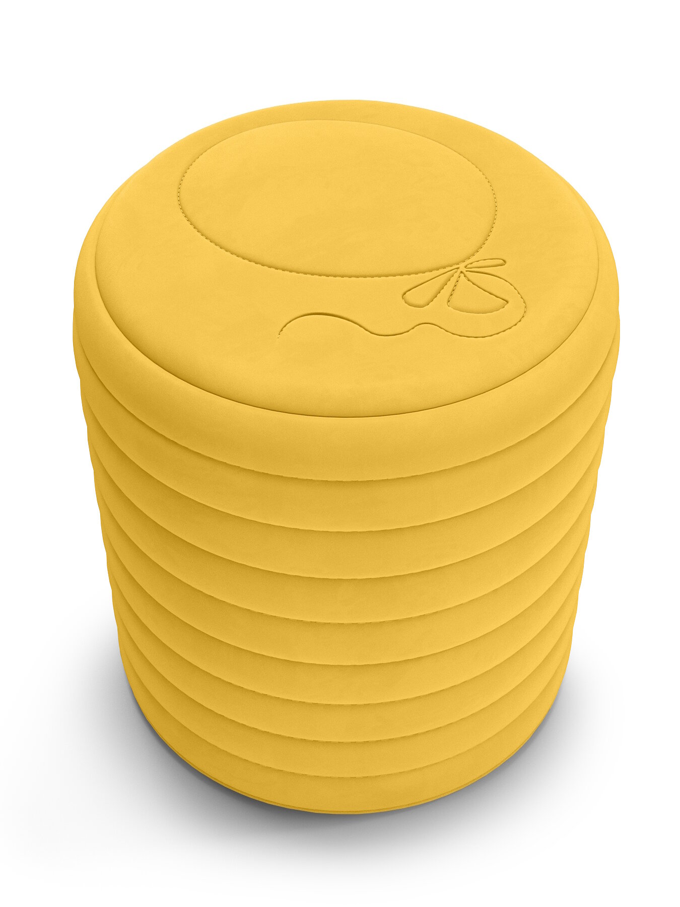 Пуфик круглый для прихожей и спальни "ART-005" 40х40х43, желтый велюр