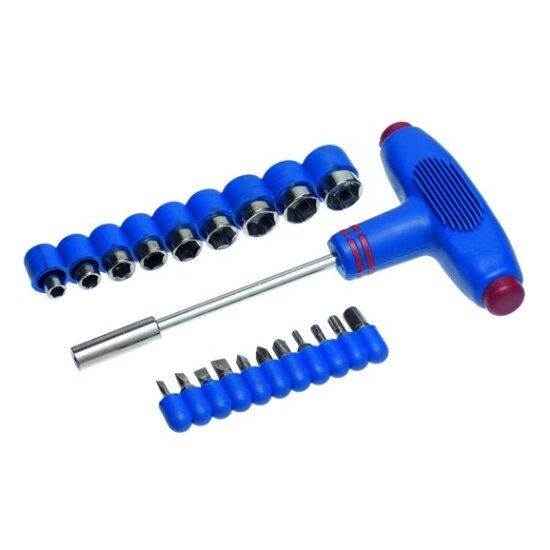 Ремоколор Отверточная рукоятка Т-образная, с битами и торцевыми головками, CR-V, 20 предметов, (уп.)