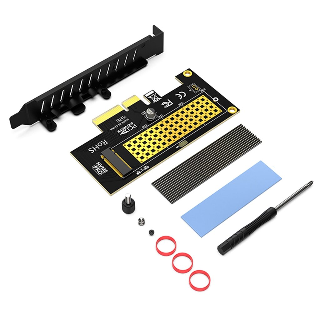 Карта-адаптер M.2 NVME для PCIe с SSD-радиатором, плата расширения ssd PCIe 4.0 X4 со скоростью 64 Гбит/с для настольных ПК