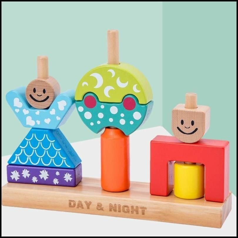 Логическая игра Bondibon деревянная головоломка День и Ночь фигуры геометрические задачи на логику обучающая игра для малышей