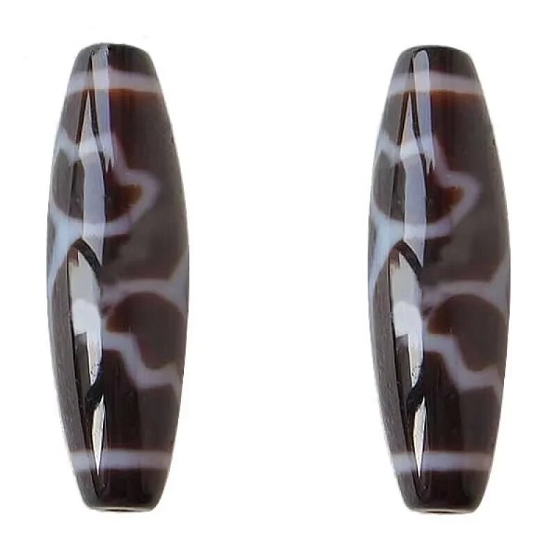 Натуральные тибетские бусины Дзи, овальные, двухцветные, 12x38 мм Lotus