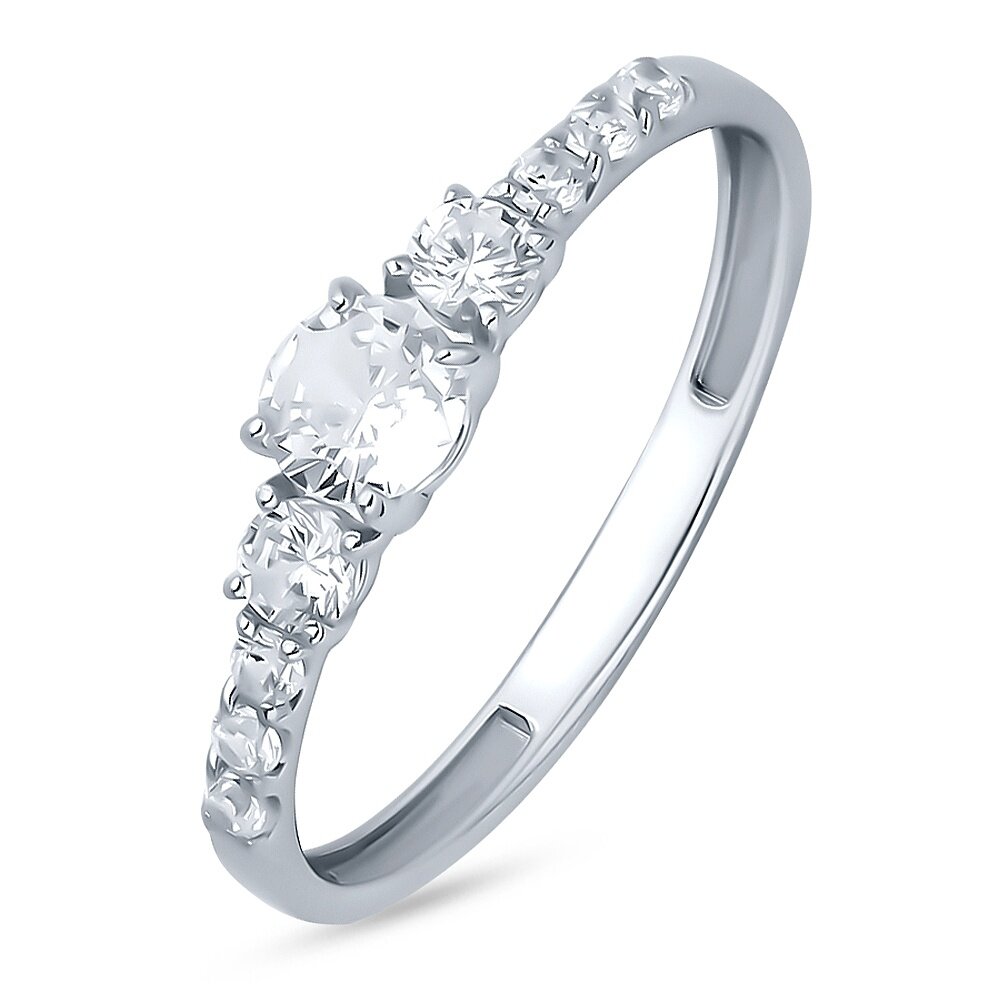 Кольцо наборное, серебро, 925 проба, родирование, фианит