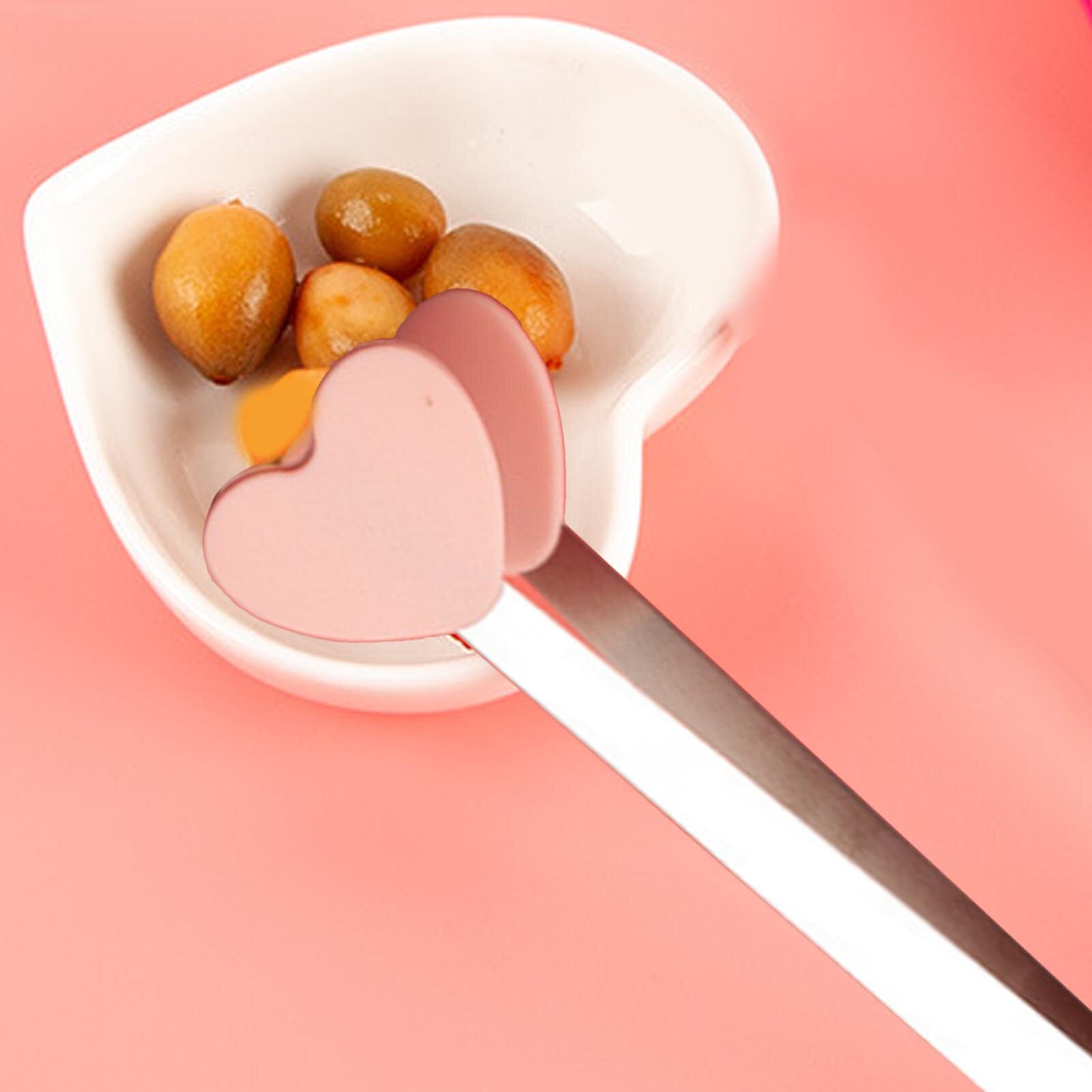 Силиконовые мини-щипцы Сервировочные щипцы Кулинарные щипцы Маленькие детские щипцы для подачи еды Приготовление закусок Кубик льда Фрукты Сахар Розовое сердце Форма