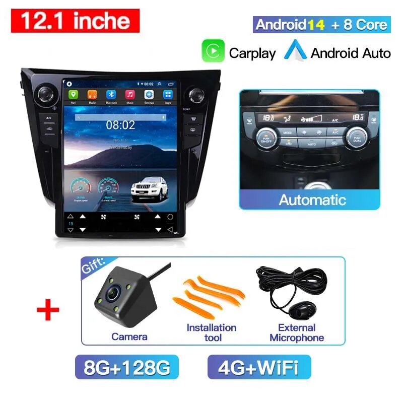 12,1-дюймовый Android14 Carplay автомобильный радиоприемник GPS Navi мультимедийный видеоплеер экран для Nissan X-Trail Xtrail T32 2014-2019 Qashqai J11