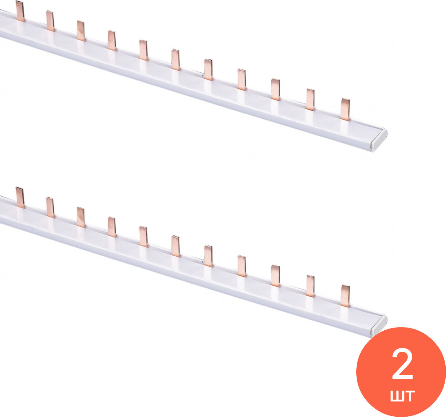 Шина соединительная DEKraft / ДеКрафт ШС-101 PIN, штырь, медь/огнестойкий полиамид, 1м, 1P 54 модуля, 63А, 4кВ (комплект из 2 шт)