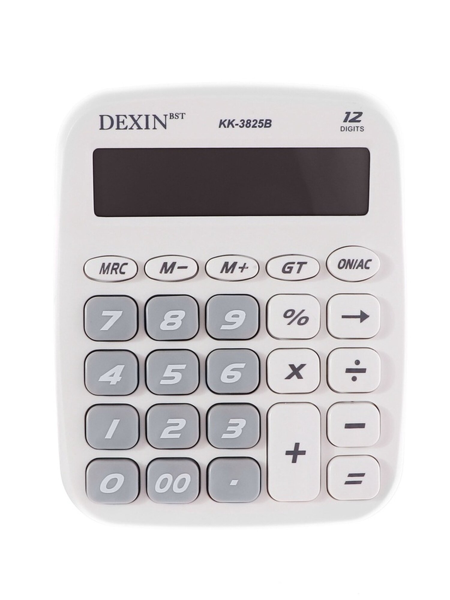 Настольный калькулятор Сима-ленд КК-3825В, 12 разрядов, пластик, батарейки AA, белый/серый