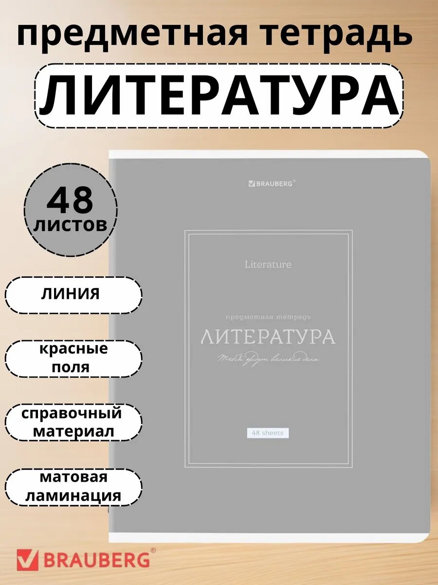 Тетрадь BRAUBERG "Литература", справочный материал, формат A5, 48 листов
