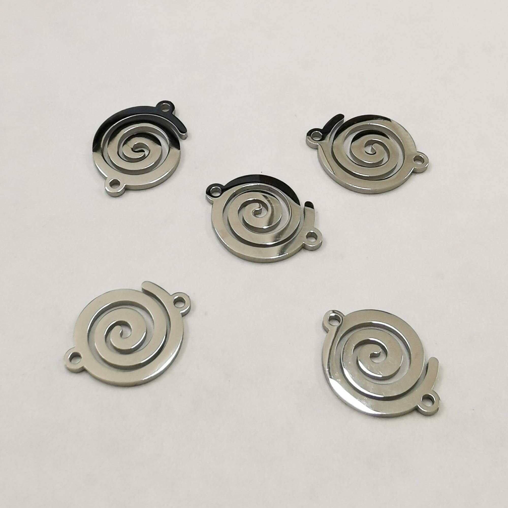 Коннектор, 15х11.5х1мм, спираль круглая, базовый материал - нержавеющая сталь, без покрытия, 5 шт.