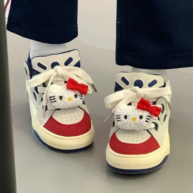 Новинка, милая модная женская обувь Hello Kitty, Студенческая нишевая дизайнерская повседневная обувь, Весенняя универсальная трендовая обувь в Корейском стиле для скейтборда