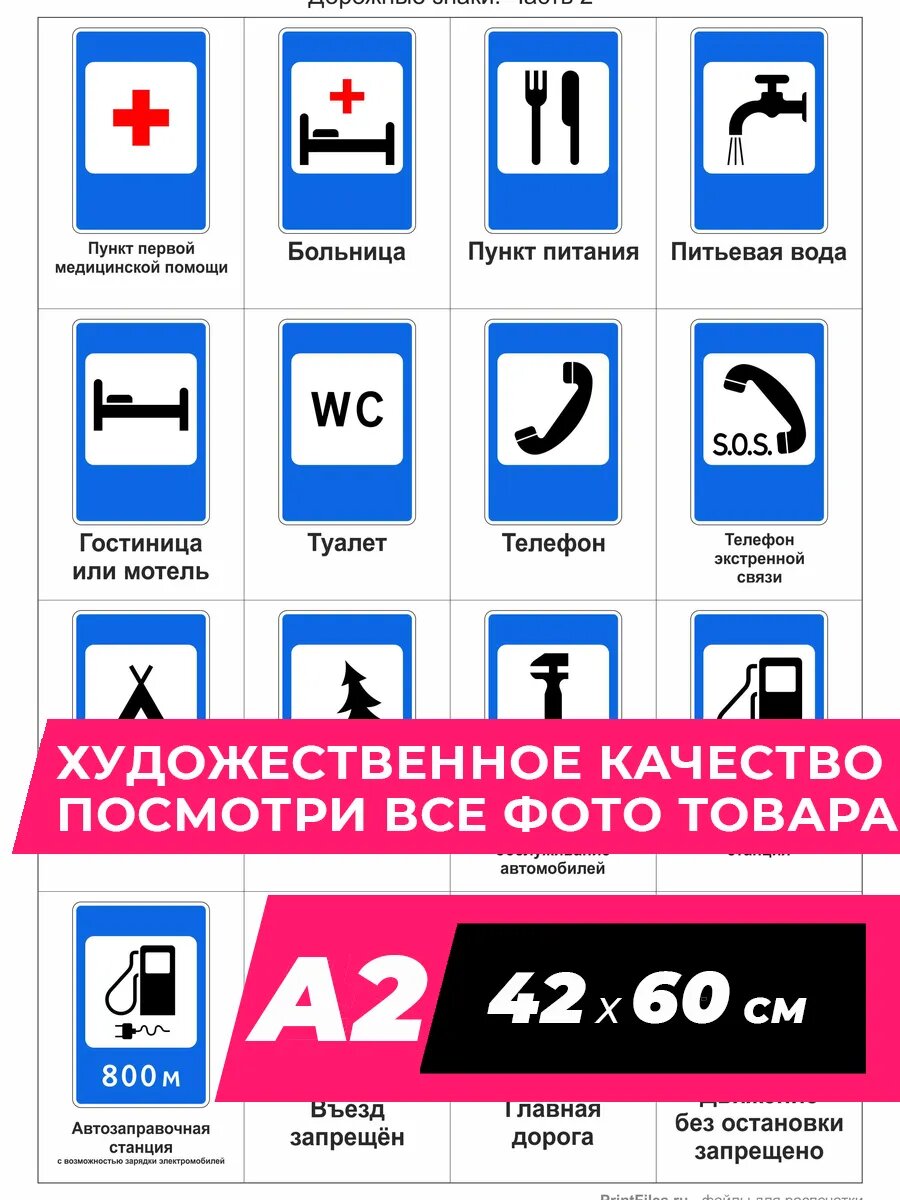 Плакат правила дорожного движения на стену A2