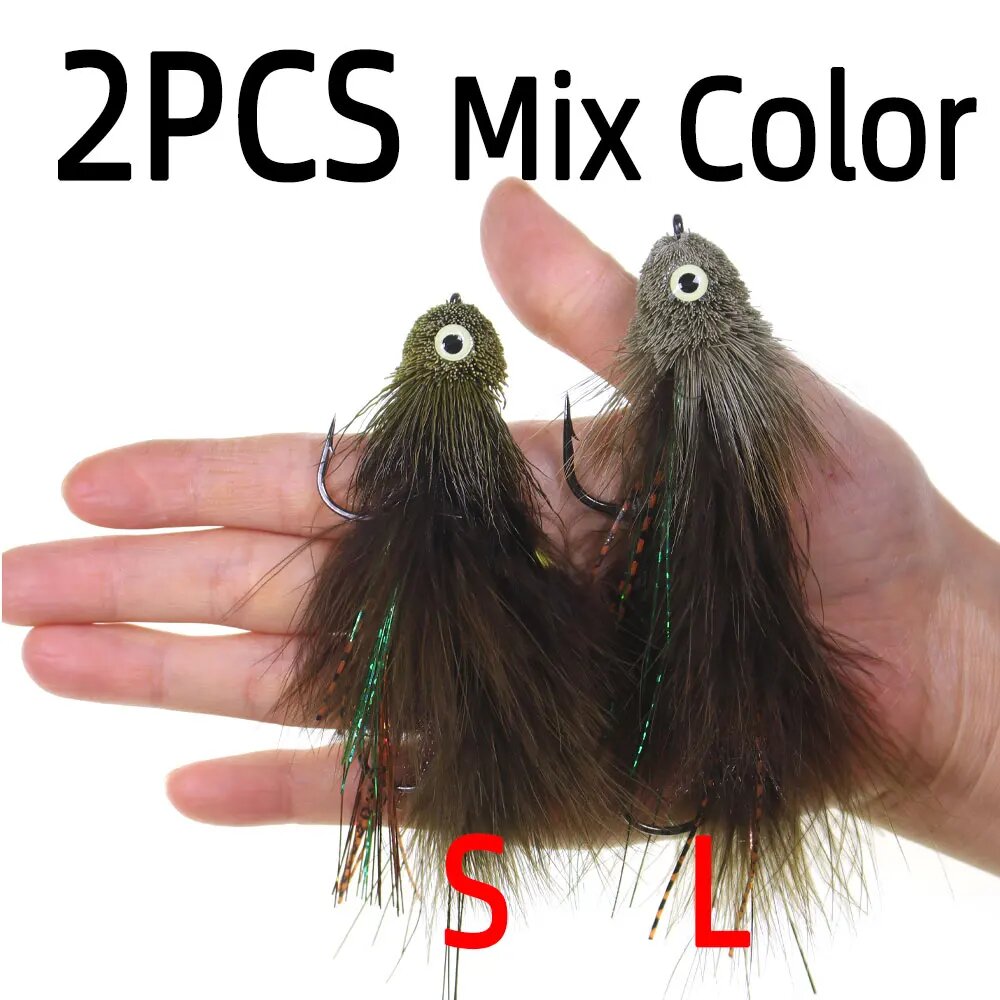 Шарнирный стример для рыбалки из оленьего волоса 2 PCS Mix