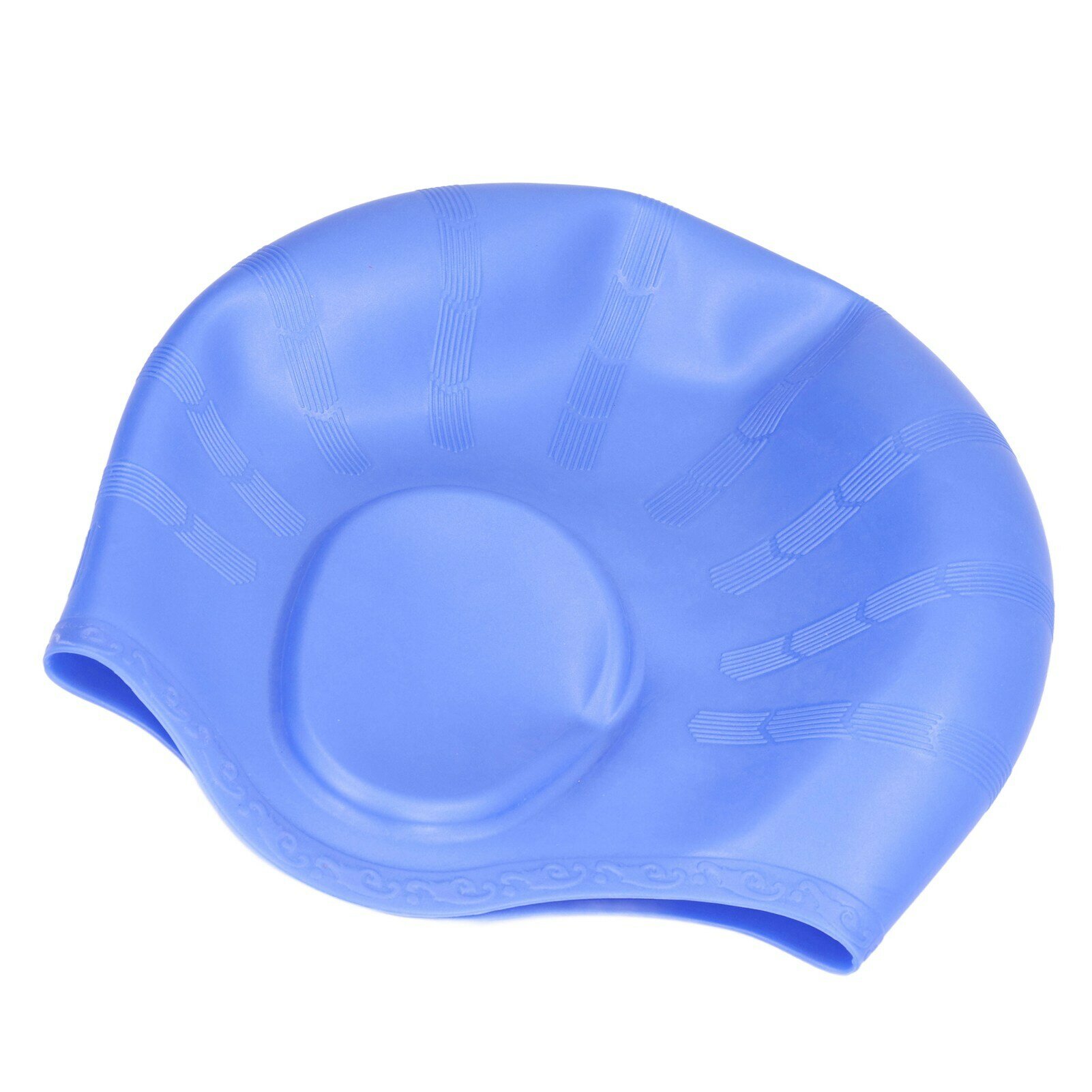 Шапочка для плавания, синяя конструкция для защиты ушей, удобная водонепроницаемая эластичная силиконовая шапочка для плавания для дайвинга
