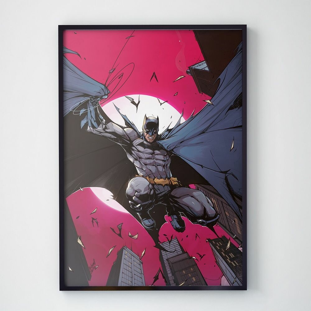 Плакат, постер Batman, Бэтмен на бумаге, размер 21х30см