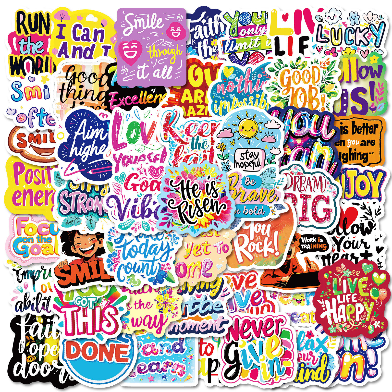 50 виниловых наклеек с мотивирующими фразами на английском языке, вдохновляющие наклейки для проектов своими руками, водонепроницаемые наклейки для багажа, скейтбордов, блокнотов и многого другого
