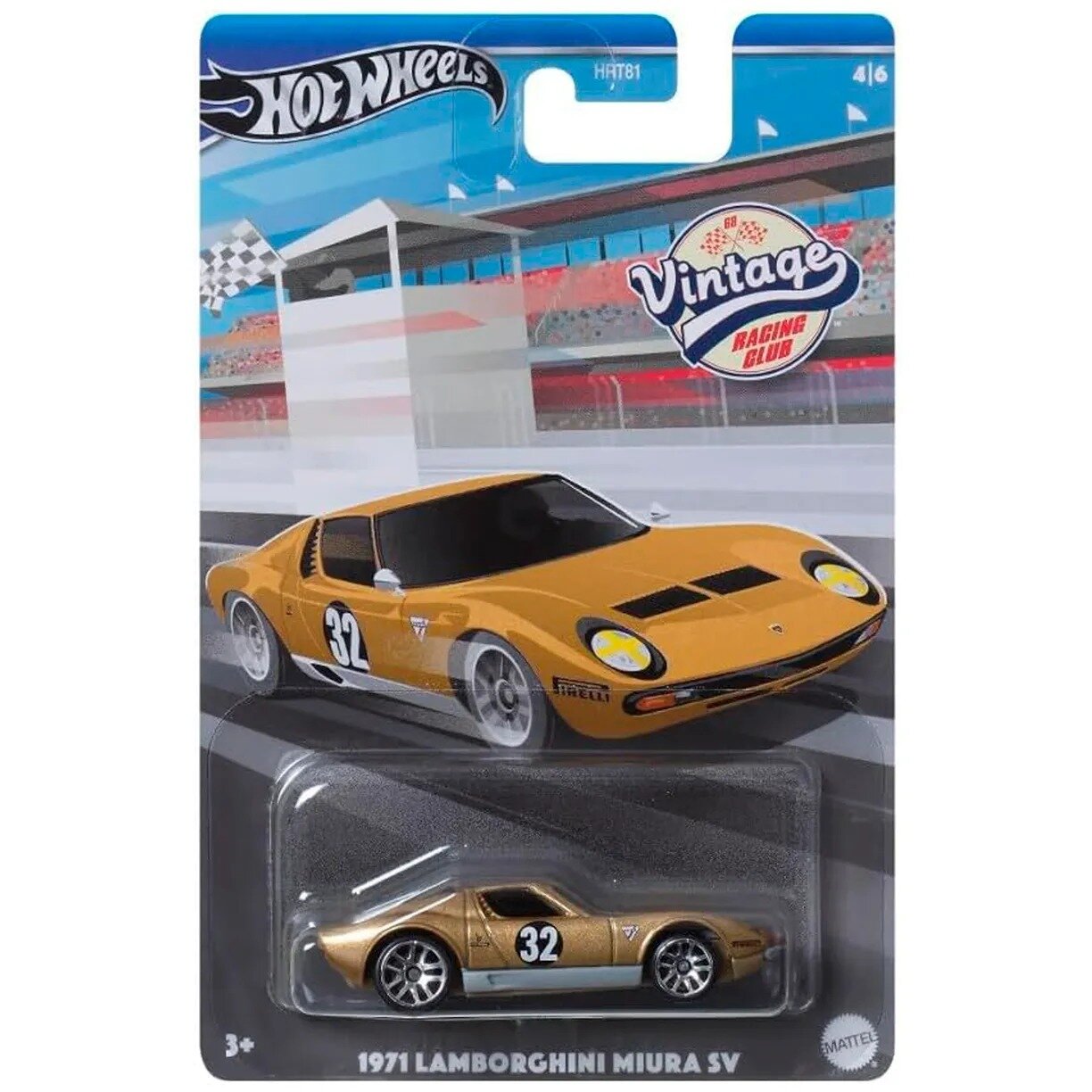 HRV03 Hot Wheels Vintage машинка металлическая коллекционная масштабная модель 1971 Lamborghini Miura SV Кейс 2024