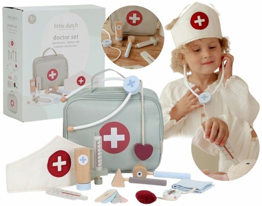 Игровой набор Little Dutch - Детский деревянный набор Доктора в чемодане - LD2547