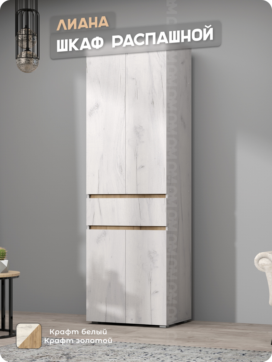 Шкаф "МС Лиана" Дуб Крафт Белый/Дуб Крафт Золотой (ш700/г467/в2200) зарон