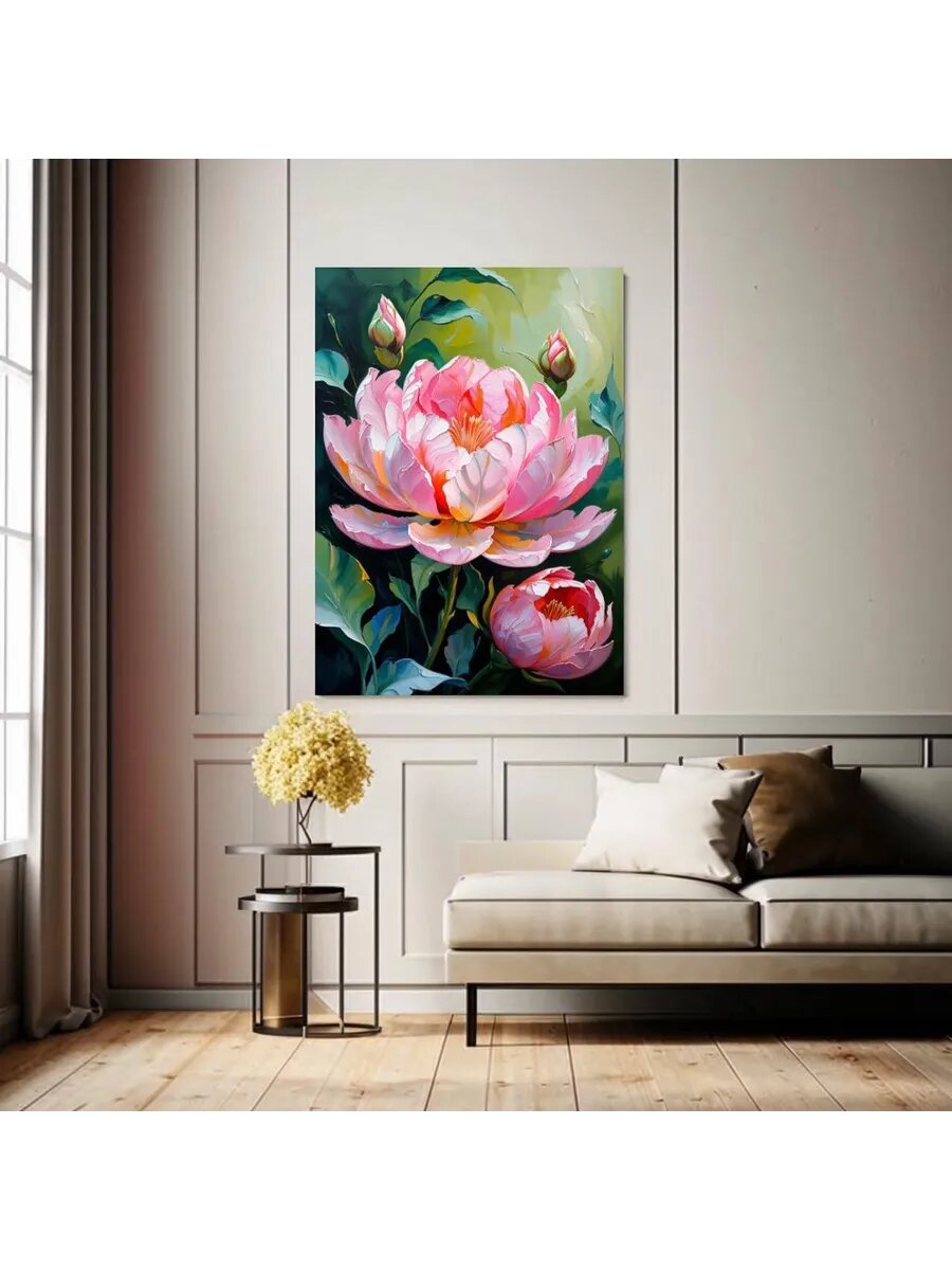 Картина интерьерная Пионы, цветы, 50*70 см