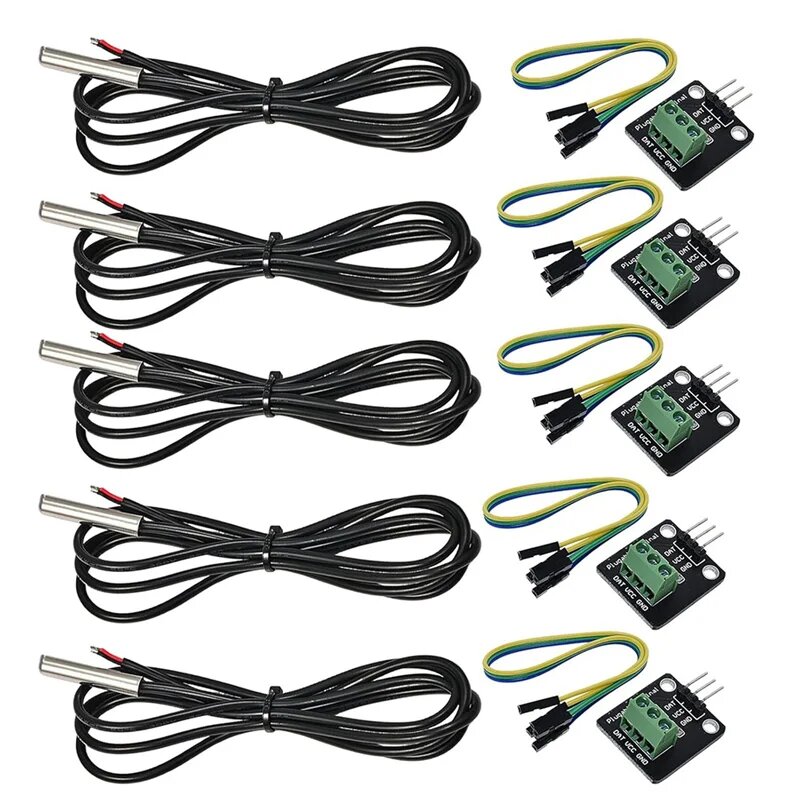 Датчик температуры DS18B20 для Raspberry Pi, 5 шт, нержавеющая сталь