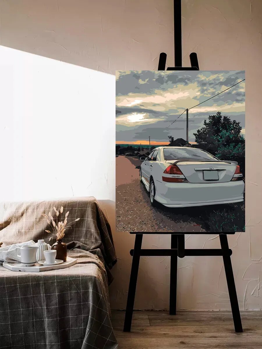 Картина по номерам Белый Toyota Mark II Машина Тойота Марк 2