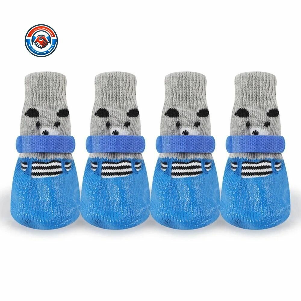 Комплект из 2 пар защитных носочков для собак и котов, хлопок с резинкой, размеры S M L, антискользящая домашняя обувь для лап, мягкая и дышащая
