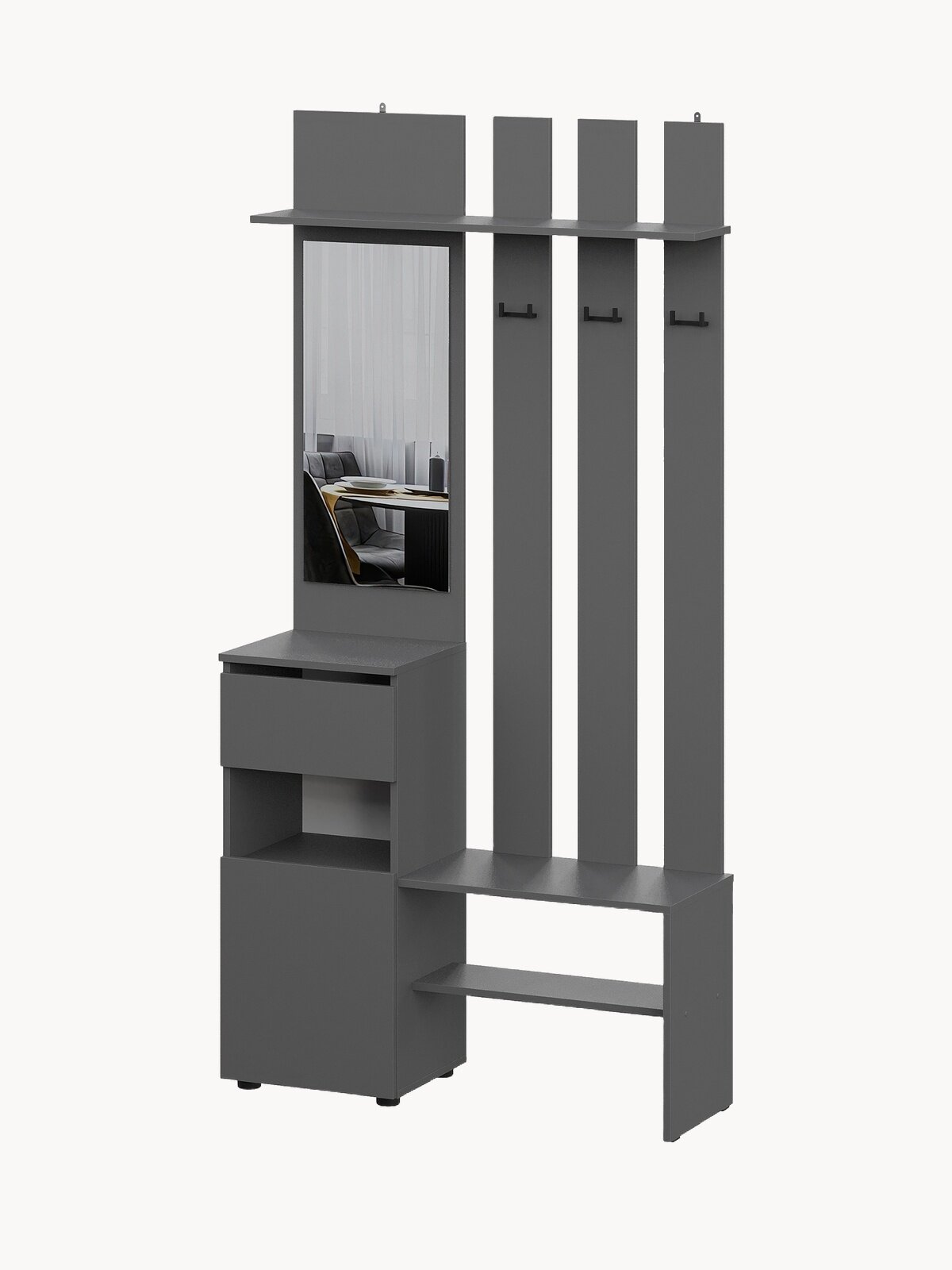 Вешалка ARNIKA "Довер", с зеркалом, ЛДСП, серая, 100x35x200см