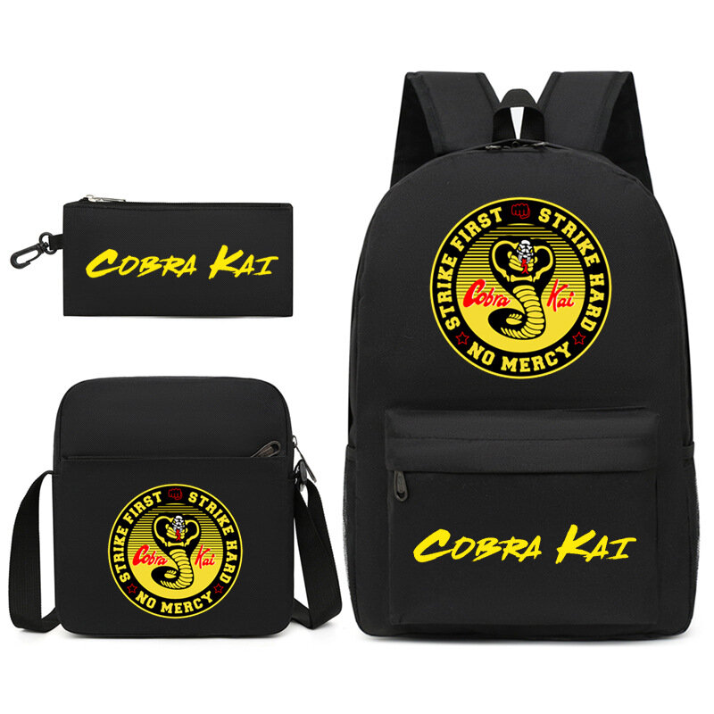 Детская школьная сумка из трех предметов для каратэ, повседневный рюкзак, студенческий рюкзак для мужчин и женщин, уличный рюкзак большой емкости с принтом