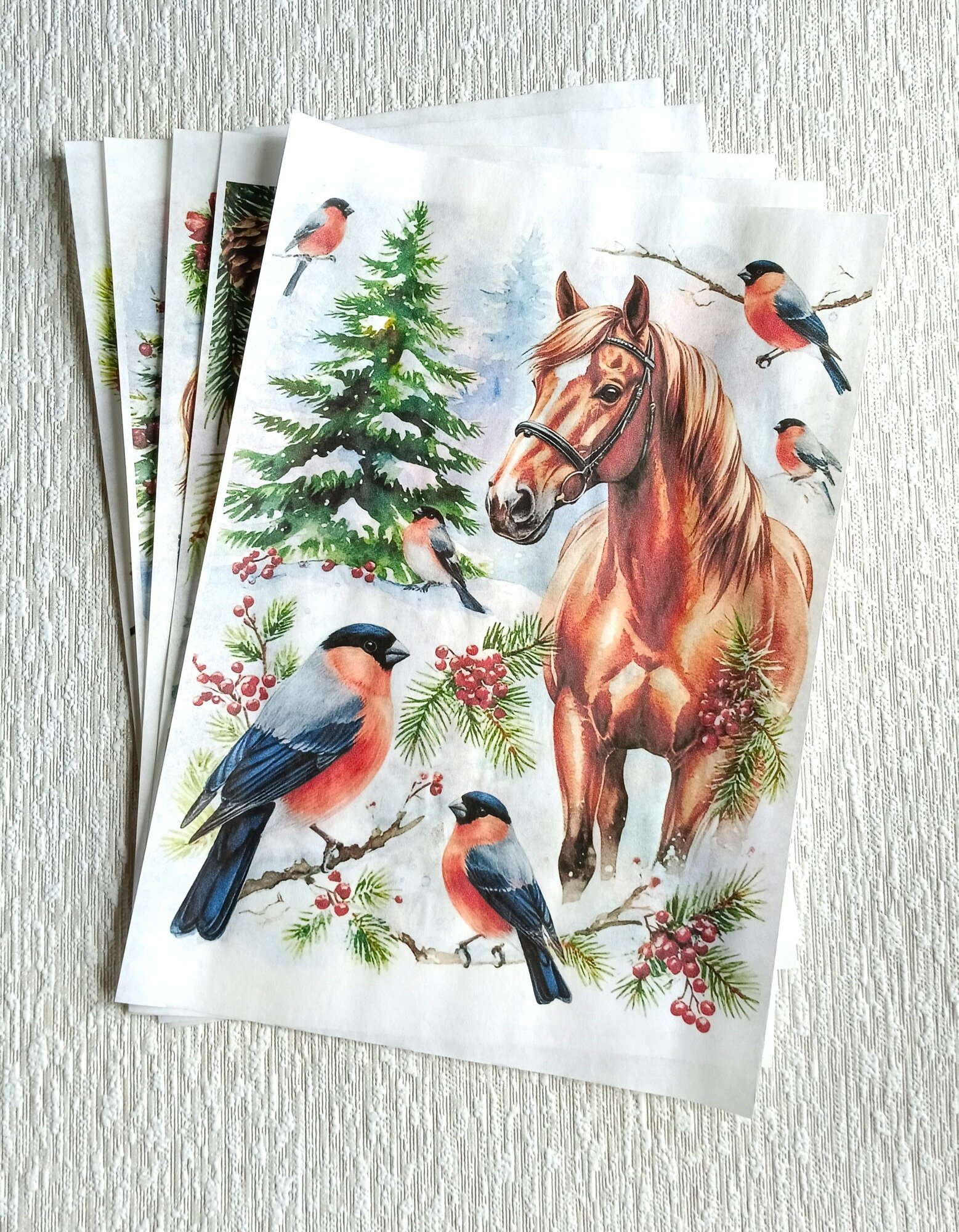 Набор бумаги для декупажа 5 листов А4, 40 гр/м2.