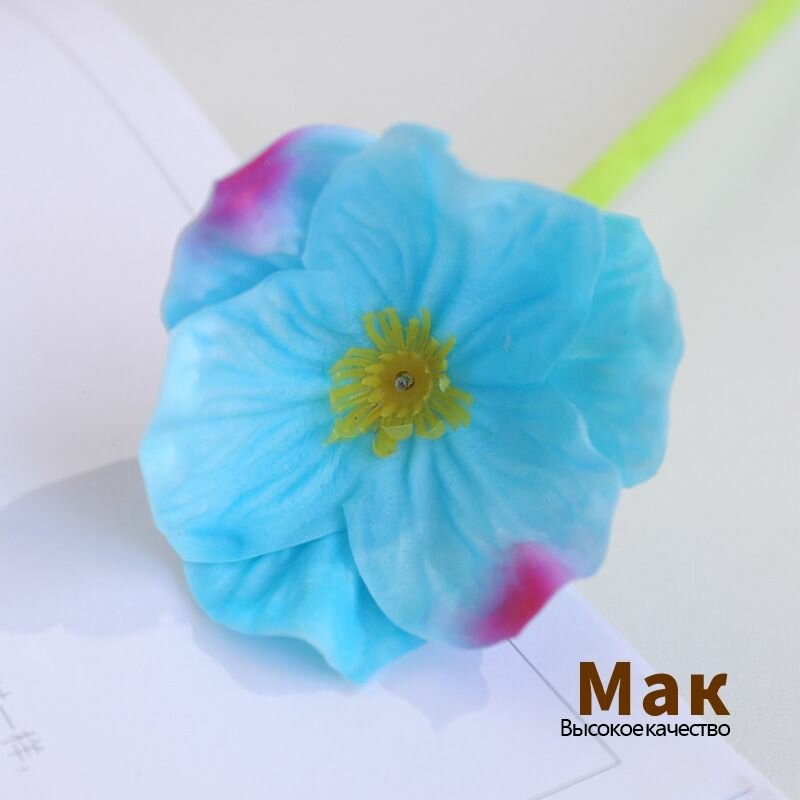 Стабилизированные цветы, мак, 32 см, 10 штук