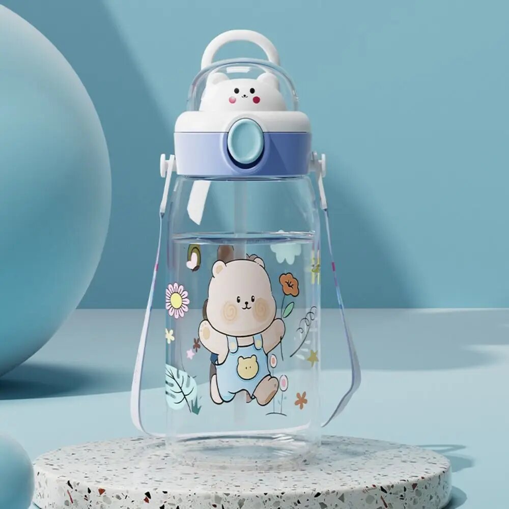 Детская пластиковая бутылка для воды Cartoon Print 600 мл, blue, <0.25 л