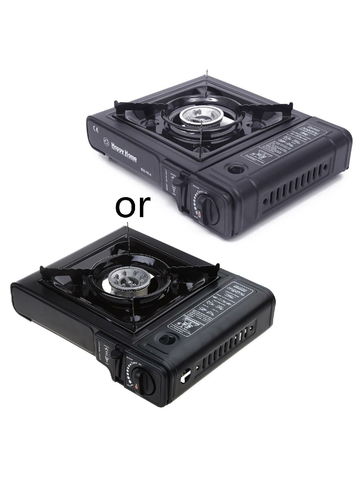 Портативная газовая плита для кемпинга из черной нержавеющей стали для приготовления пищи на открытом воздухе, для кемпинга выходного дня, настольная плита