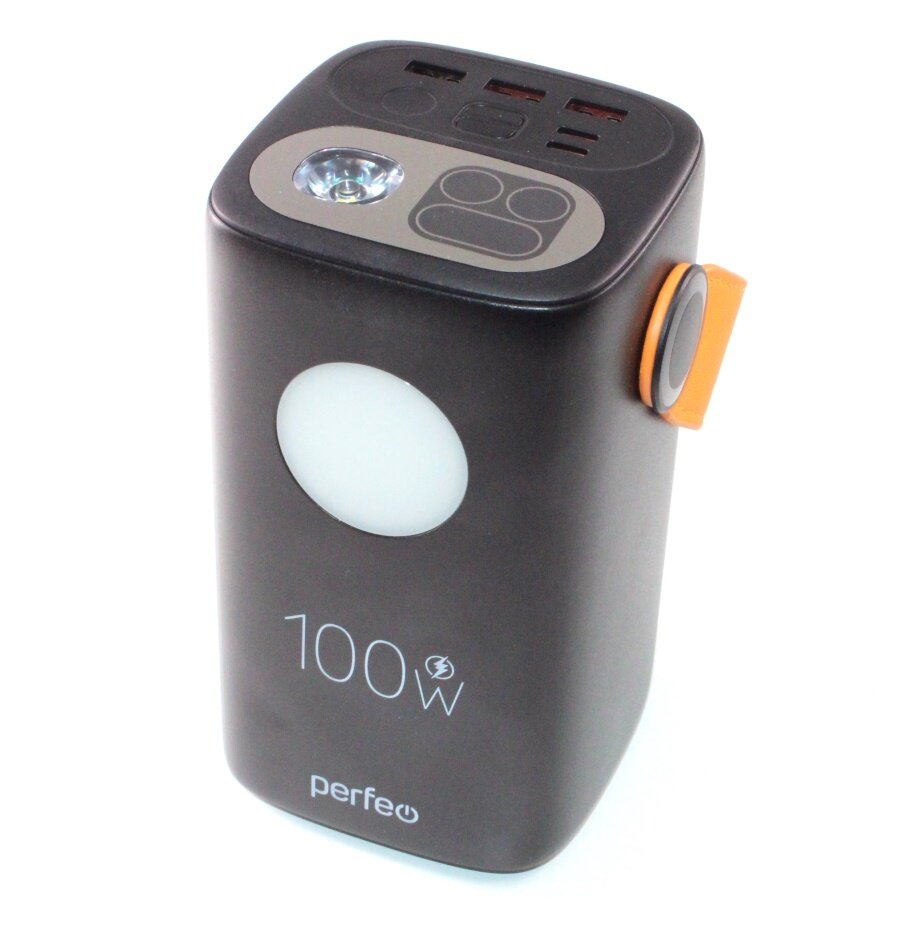 Внешний аккумулятор 60000mAh Perfeo Powerbank MOON LED/PD+QC 3.0/2Type-C/3 USB/Выход: 5A, max 100W/черный