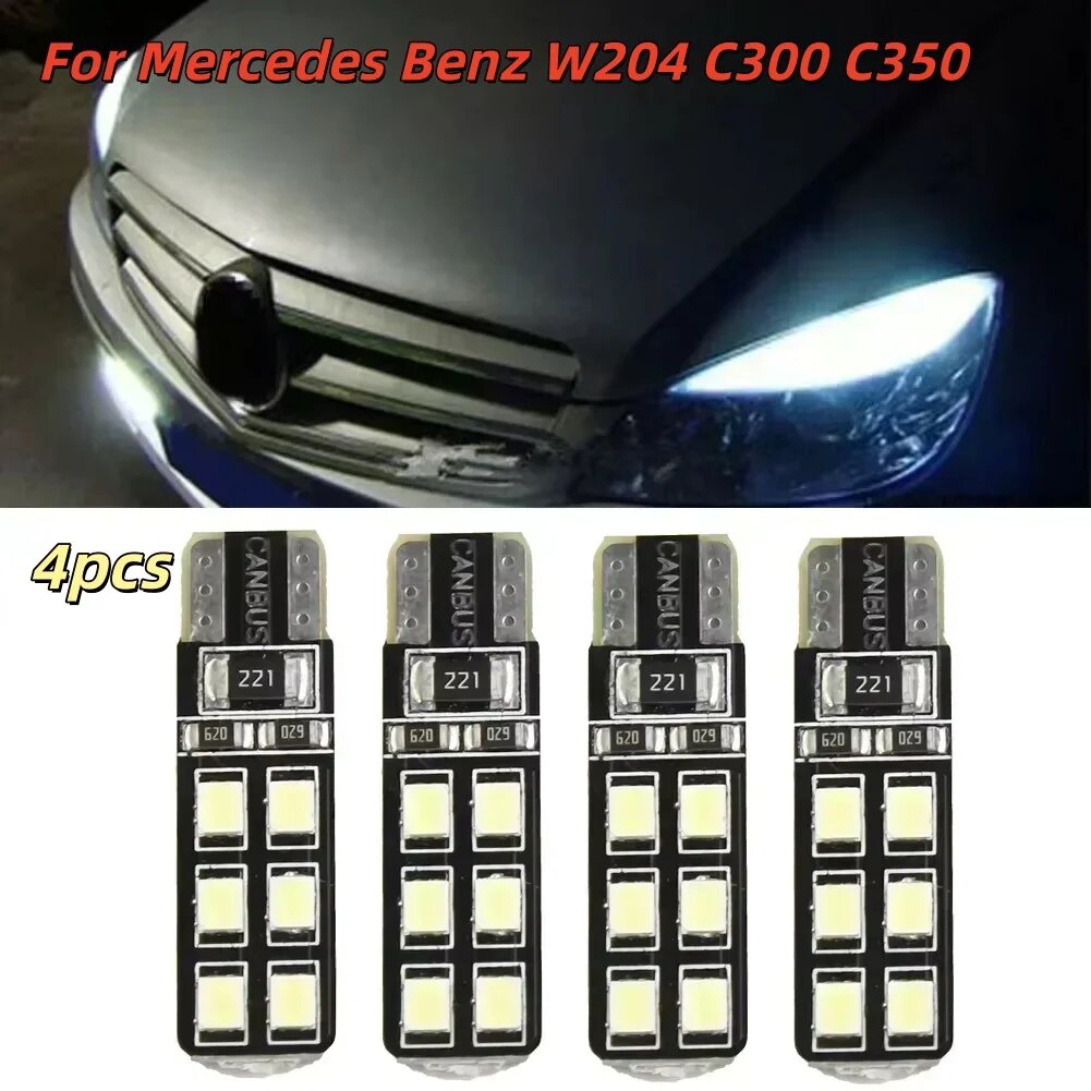 4 шт. ошибка для бровей и век лампочка T10-12SMD-2835 светодиодная для светодиодов Mercedes-Benz W204 C300 C350 аксессуары для автомобильного освещения