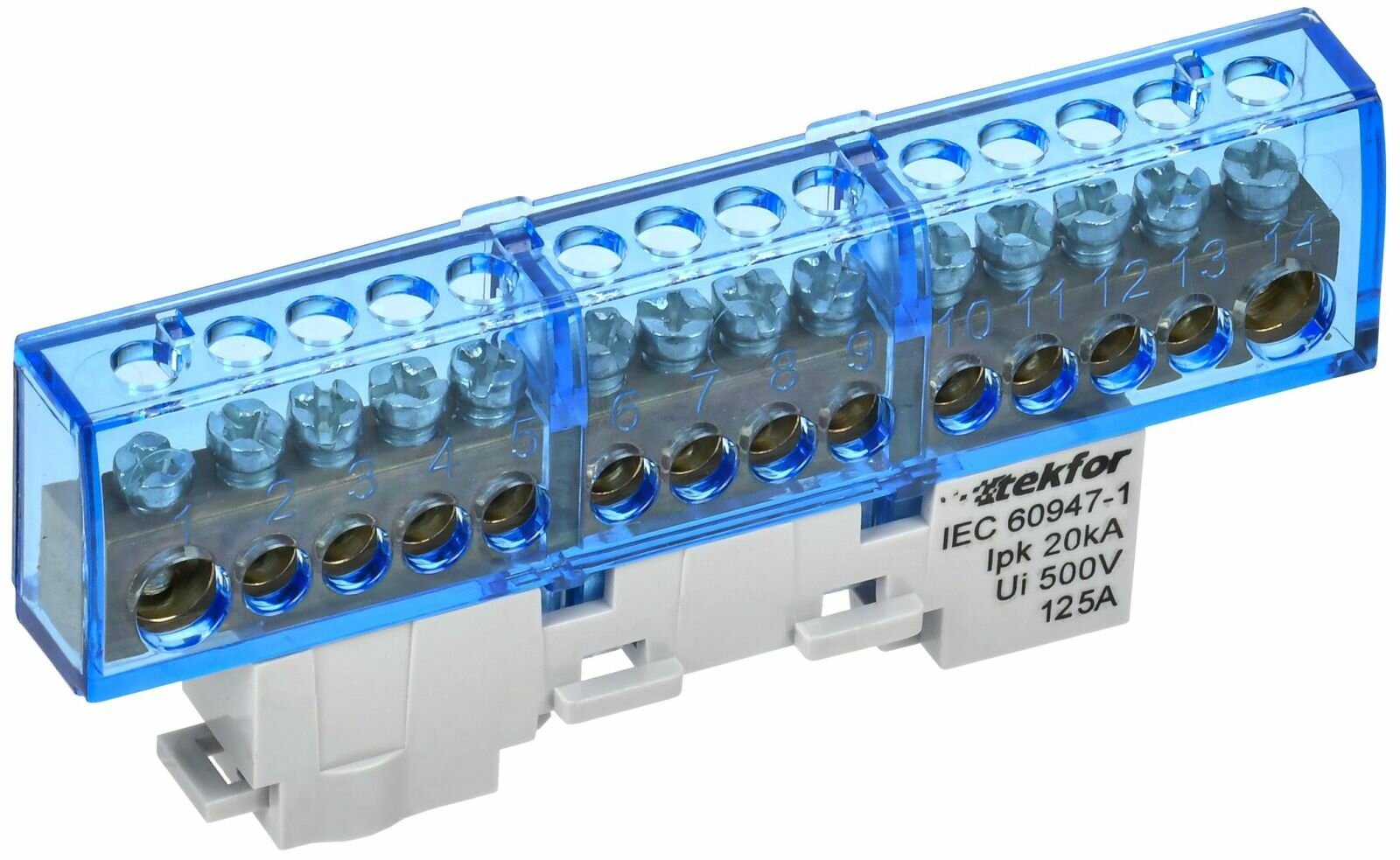 Шина электрическая IEK N ноль изолированная на универсальном держателе 8х12-14-С, Tekfor