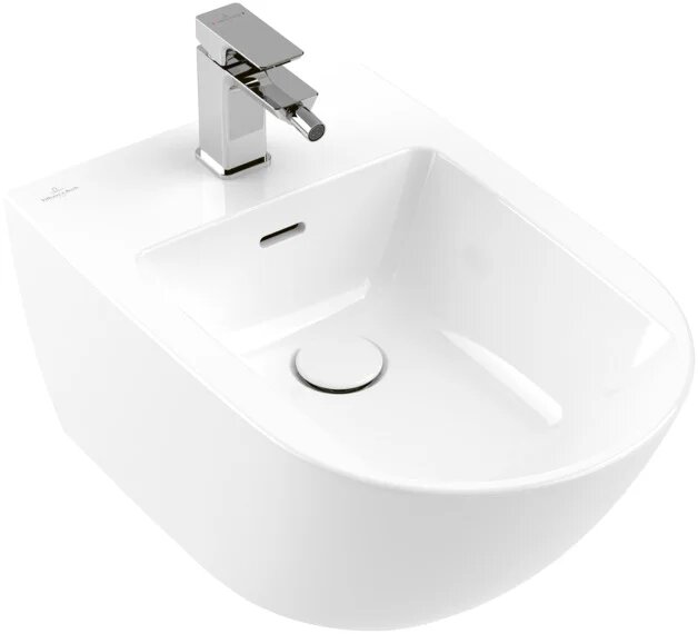 Биде подвесное Villeroy & Boch Subway 3.0 44700001 alpin, с донным клапаном