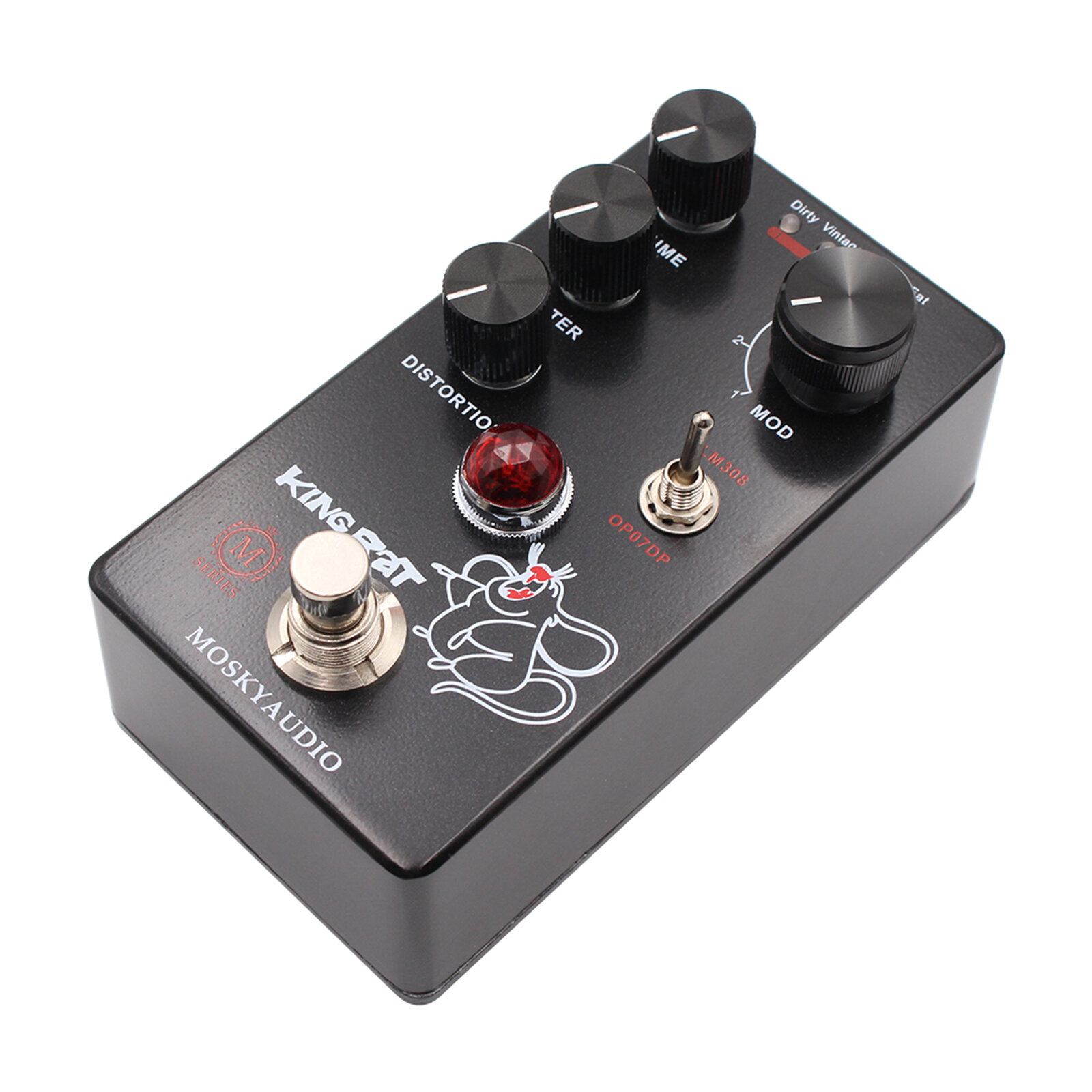 Эффектный педаль для гитары Fuzz Distortion KING с 4 режимами переключения, регулировкой громкости, фильтра и искажения, металлическим корпусом, размером 122*67*40mm, весом 261g, питанием DC9V 100mA, переключателем LM308/OP07DP, режимами Dirty, vintage,