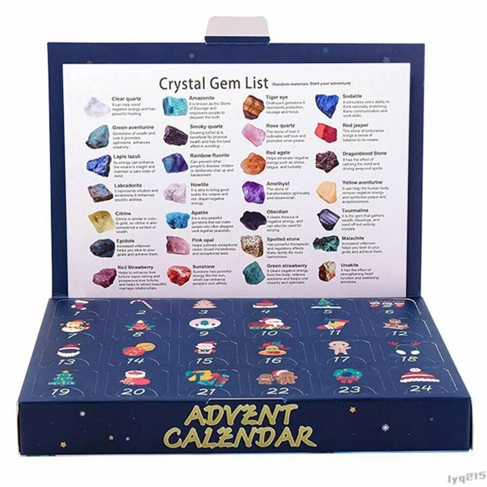 Кристальный адвент-календарь для детей и взрослых, рождественский календарь с 24 драгоценными камнями и кристаллами, календарь обратного отсчета для мальчиков и девочек