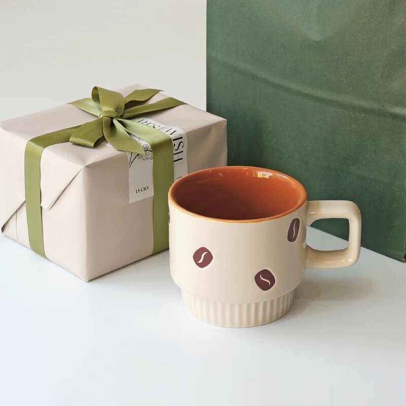 Винтажная женская кружка в скандинавском стиле, креативная простая керамическая чашка для кофе, чая, воды, для