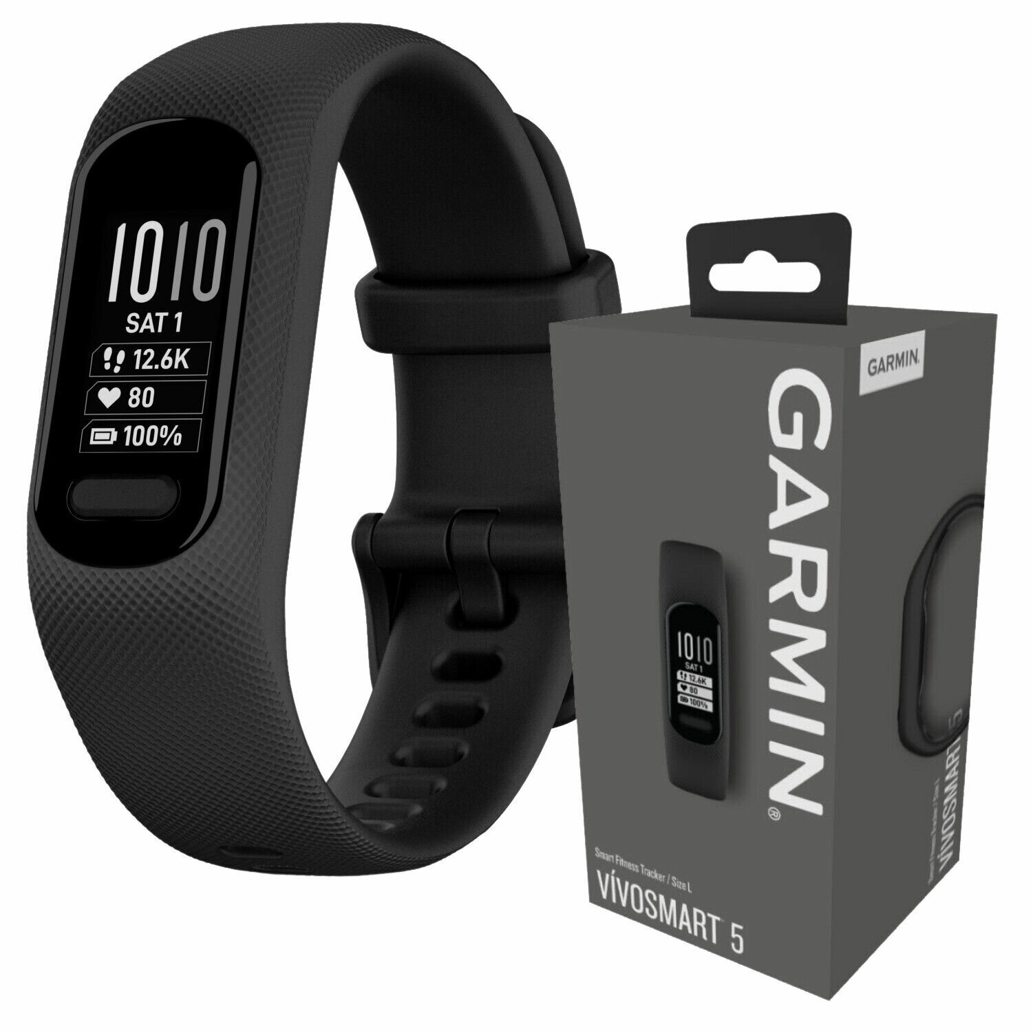 Умные часы Garmin Vivosmart 5 Black SM, AMOLED экран, GPS, влагозащита, 010-02645-20
