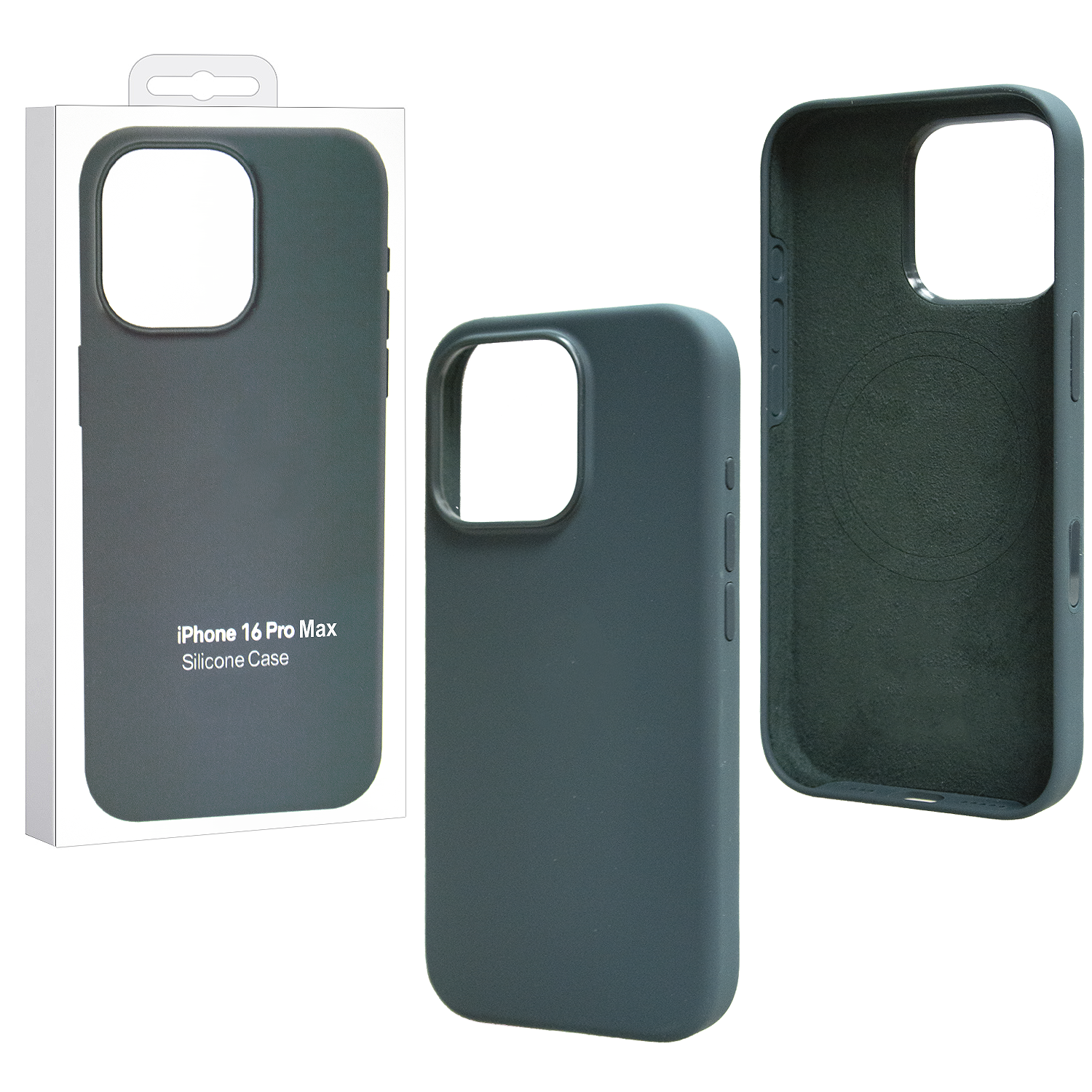 Чехол для iPhone 16 Pro Max Silicon Case Lake Green, анимация NFC, поддержка беспроводной зарядки, зеленый
