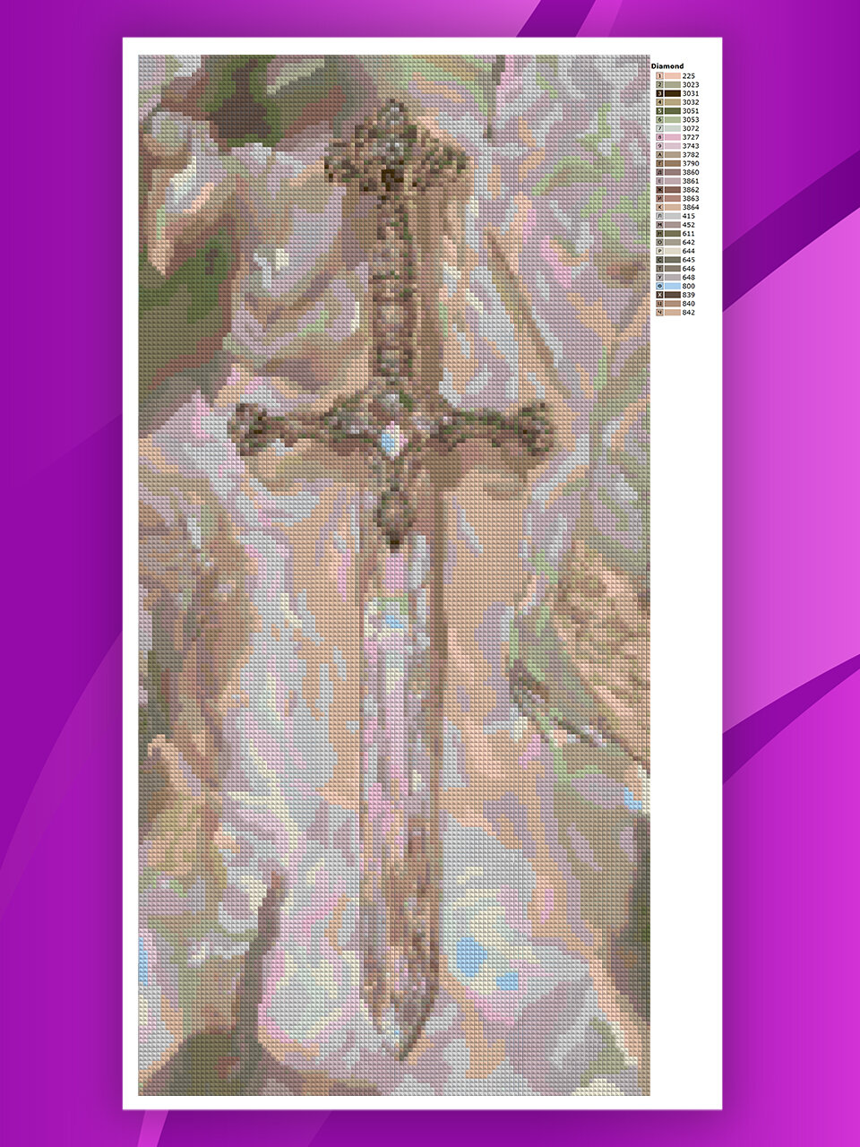 Алмазная мозаика без подрамника - вышивка - Хрустальный меч 30 х 60 см