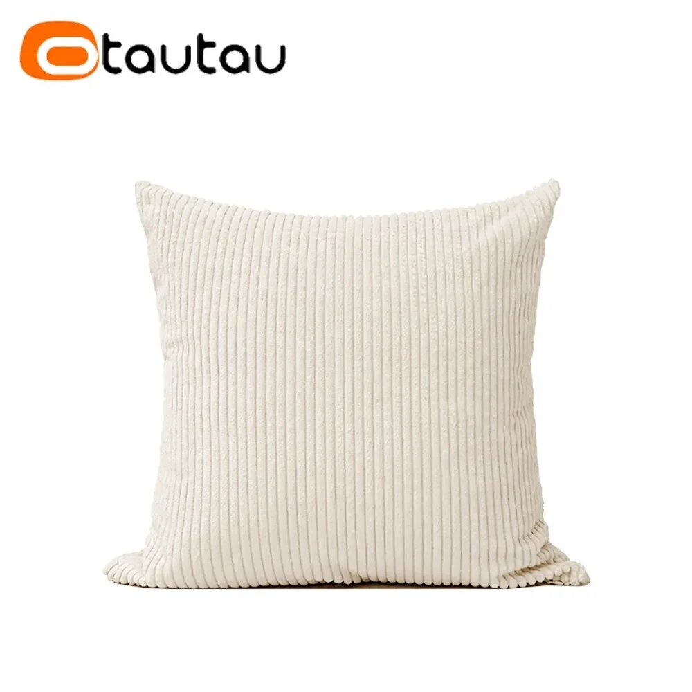 OTAUTAU Хлопковый вельветовый чехол для подушки KD024 40x40cm-pillowcase, 2-white beige