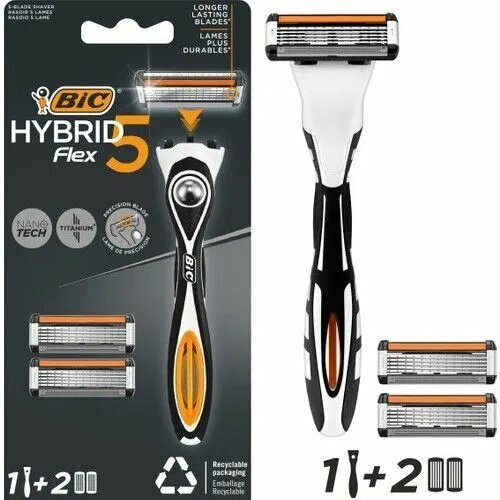 Бритвенный станок Bic Hybrid 5 Flex 1 ручка + 2 кассеты